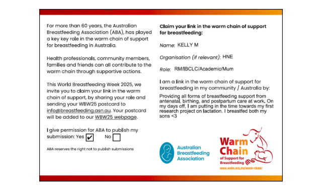 The warm chain of support for breastfeeding in Australia | Australian ...